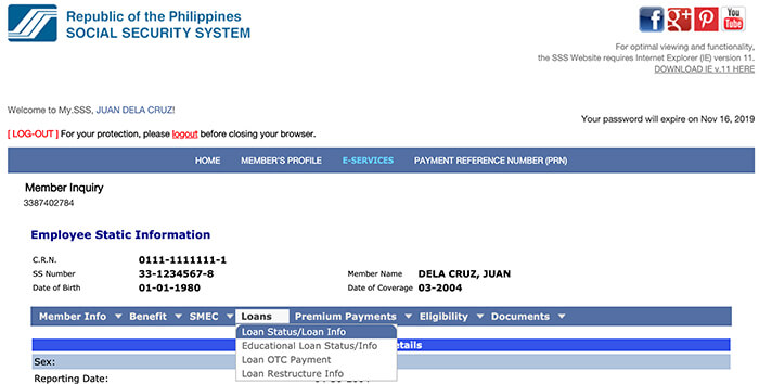 6 Easy Steps To Check Your SSS Loan Balance : sssonlineinquiry.nbiclearance.org