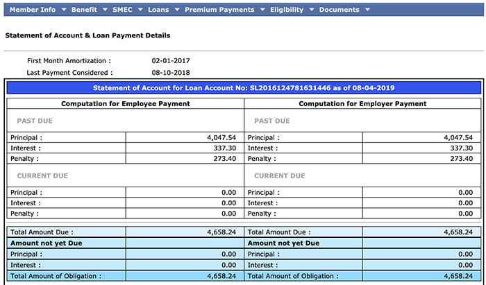 6 Easy Steps To Check Your SSS Loan Balance : sssonlineinquiry.nbiclearance.org