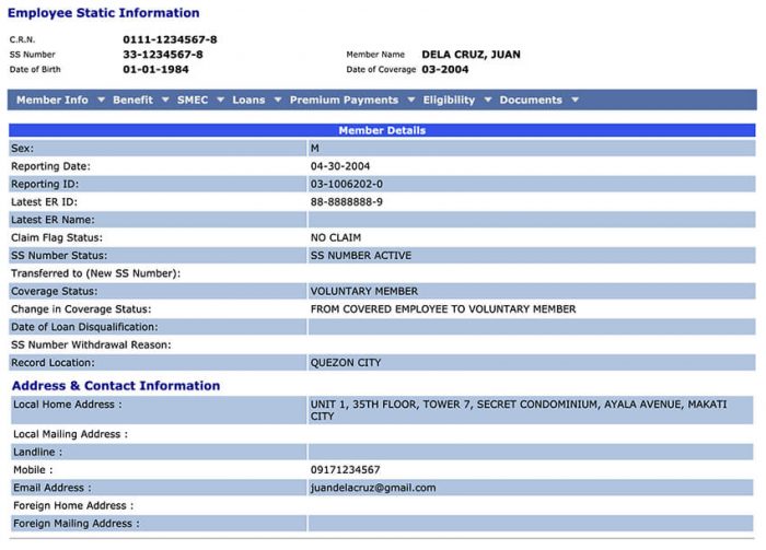 How To Get Your SSS Static Information? : sssonlineinquiry.nbiclearance.org